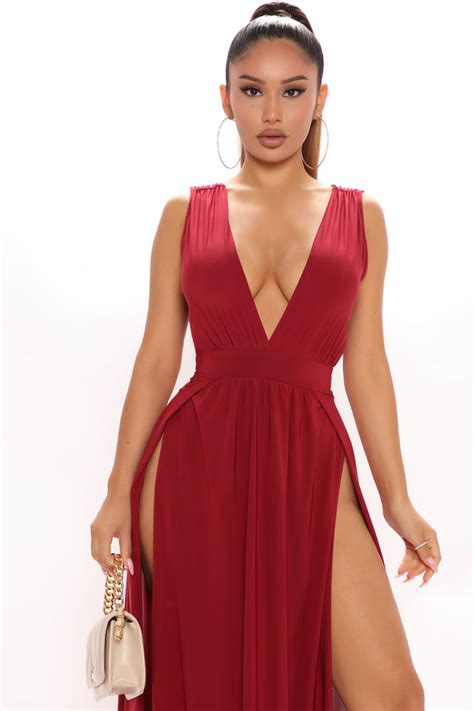 Love Spree Maxi Dress Burgundy Fashion Nova