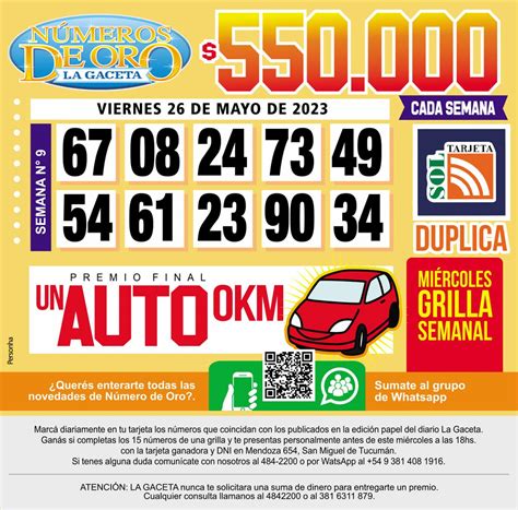 Los Números de Oro de LA GACETA del 26 de mayo de 2023