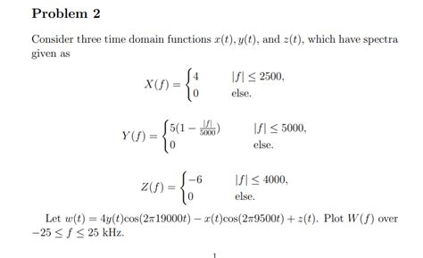 solved problem 2 consider three time domain functions x t