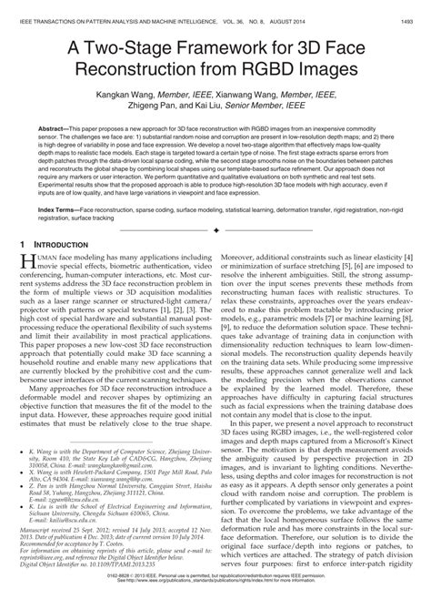 Pdf A Two Stage Framework For 3d Face Reconstruction From Rgbd Images
