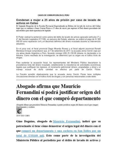 Casos De Corrupción En Perú Ejemplos Clave Pdf