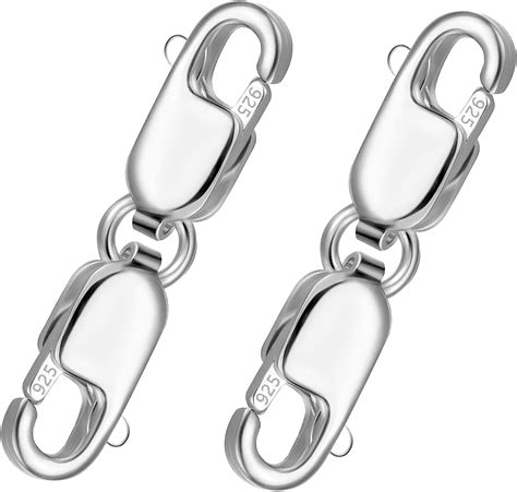 2pcs Double Lobster Clasps 925 Sterling Silver Double