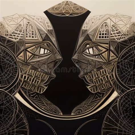 Geometric And Expressive Portrait Showcasing A Unique Blend Of Creativity And Design