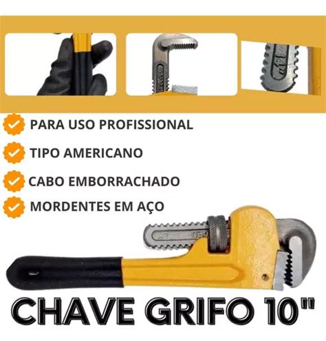 Chave De Cano 10 Pol Mordentes De Aço Com Cabo Emborrachado Frete Grátis