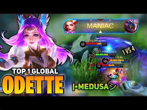 MANIAC 1 Vs 4 Odette Mid Lane Insane Burst Damage Top 1 Global Odette