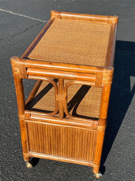 Boho Chic Rattan And Wicker Bar Cart For Sale At 1stdibs Boho Bar