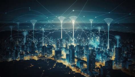 Smart City And Communication Network Concept Iotinternet Of Things Stock Illustration