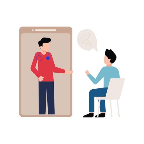 Le Garçon Passe Un Examen Médical Avec Le Médecin Sur Mobile Vecteur