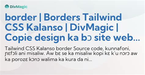 border borders tailwind css kalanso divmagic copie design ka bɔ