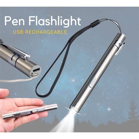 Usb Rechargeable Penlight Stainless Steel High Lumen Mini Led Penlight Flashlight Shopee