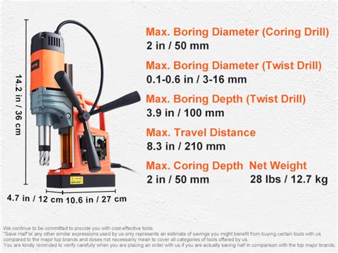 Vevor Magnetic Drill 1400w 2922lbf13000n Portable Mag Drill Press