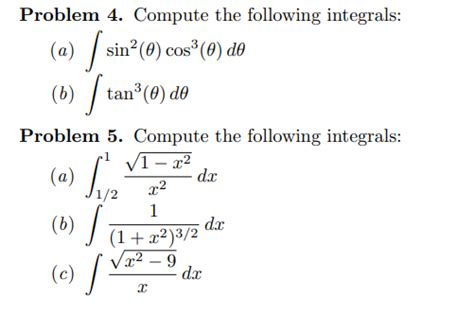 solved problem 4 compute the following integrals a sin