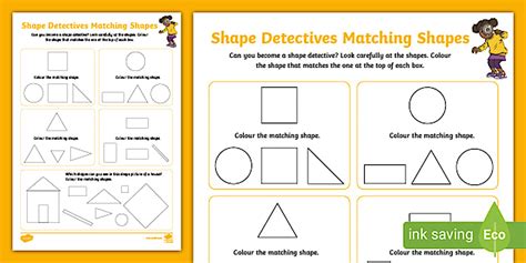 👉 Shape Detectives Matching Shapes Worksheet Twinkl