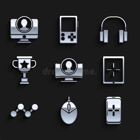 Set Create Account Screen Computer Mouse Gaming Smartphone And Playing Game Tablet Share