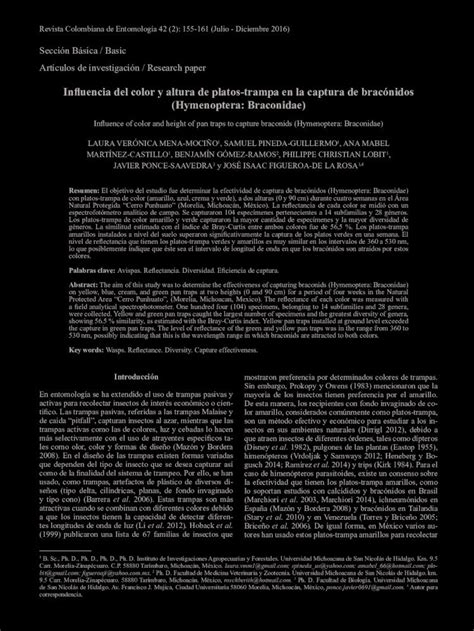 PDF Influencia Del Color Y Altura De Platos Trampa En La PDF