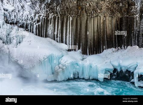 Aldeyjarfoss Waterfall And Basalt Lava Columns In The Highlands Of