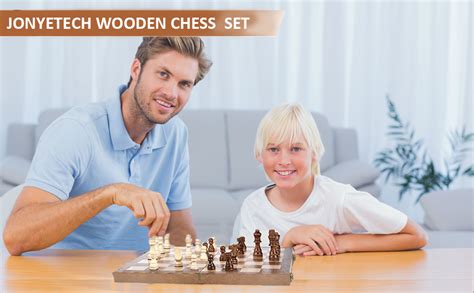 15 Wooden Magnetic Chess Set，joneytech 2 In 1 Portable Folding