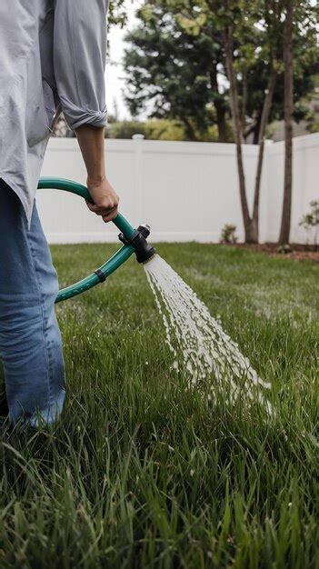 Watering Grass Premium Ai Generated Image