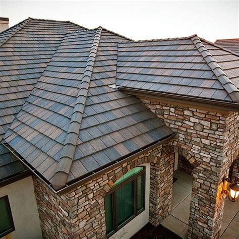 Although Predominantly Dark Grey Blue These Concrete Roof Tile Have
