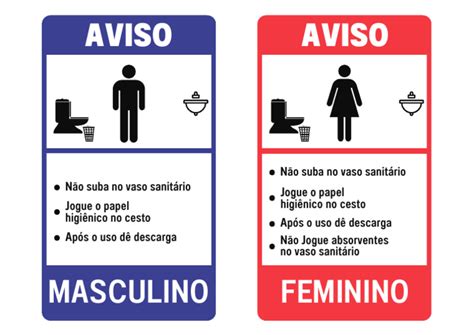 Placa De Aviso Banheiro Masculino E Feminino Documento A4 Rosa Preto E
