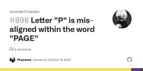Letter P Is Mis Aligned Within The Word Page Issue