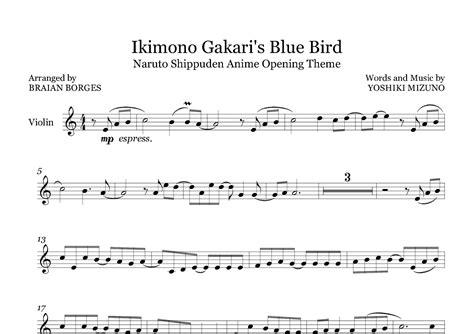 Ikimono Gakaris Blue Bird Arr Braian Borges By Yoshiki Mizuno Sheet