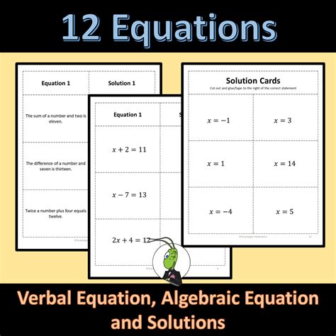 solving equations sorting activity verbal equations and algebraic