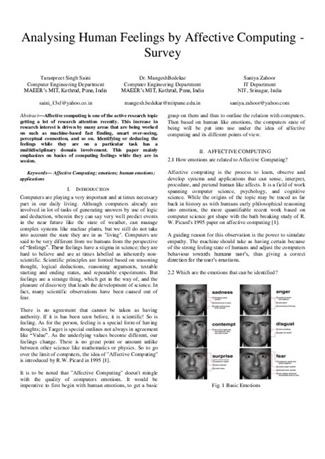 Pdf Analysing Human Feelings By Affective Computing Survey Taranpreet Singh
