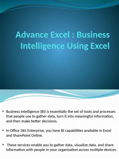 Advance Excel Business Intelligence Pdf Microsoft Excel