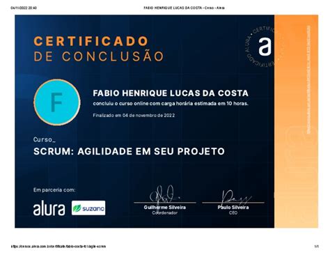 Certificado 3 Fabio Henrique Lucas Da Costa Curso Alura Pdf