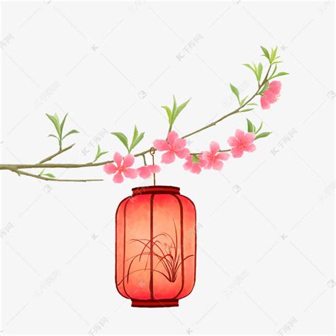 粉色桃花红色灯笼素材图片免费下载 千库网