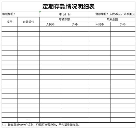 定期存款情况明细表 官方电脑版 51下载