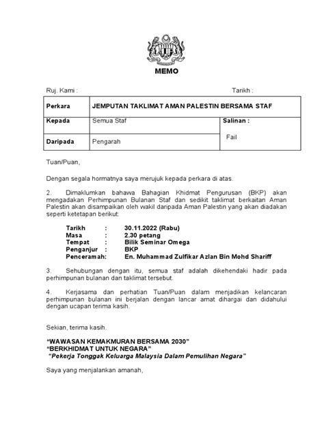 Memo Jemputan Penceramah Pdf