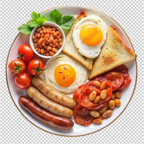 Premium Psd English Breakfast Fried Eggs Sausages Bacon Beans On