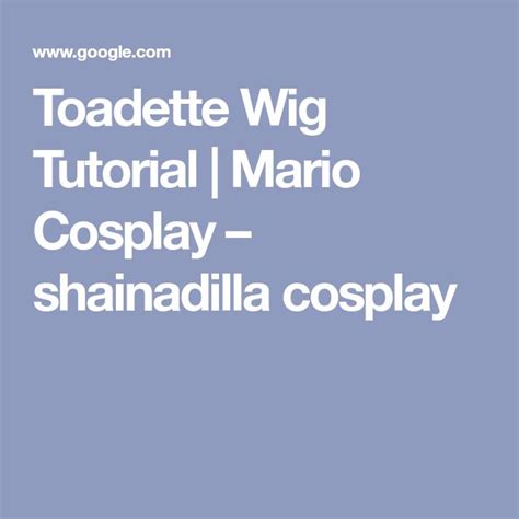 Toadette Wig Tutorial Mario Cosplay Mario Cosplay Wigs Tutorial
