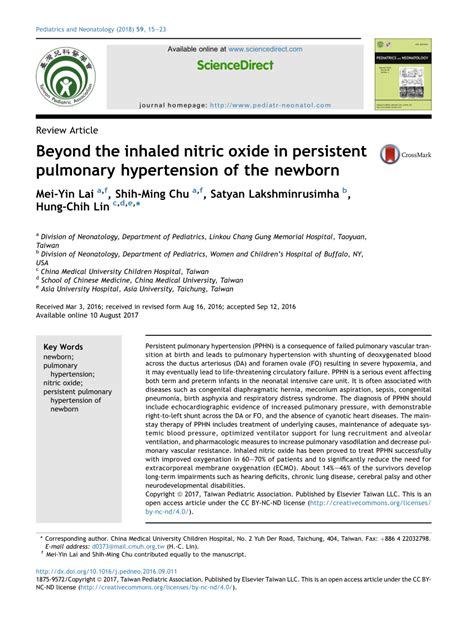 Pdf Beyond The Inhaled Nitric Oxide In Persistent Pulmonary