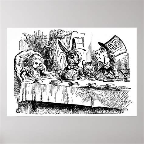 Vintage Alice In Wonderland Tea Party Scene Poster Zazzle Com