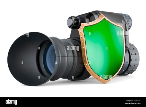 Night Vision Monocular With Shield 3d Rendering Isolated On White