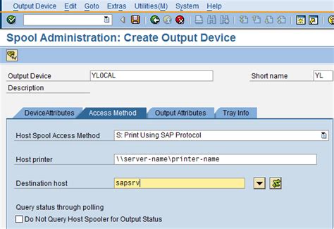 Installation And Setup Create A New Output Device Host Spool Access Method