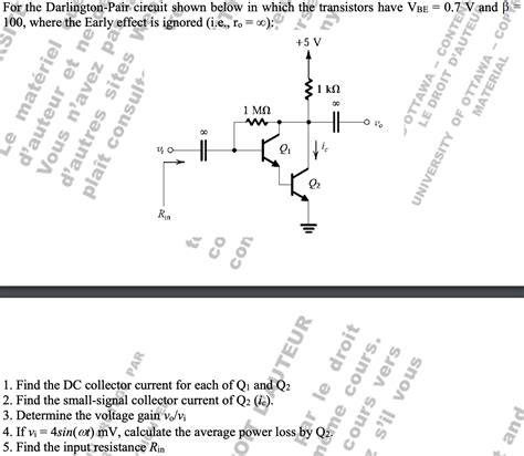 For The Darlington Pair Circuit Shown Below In Which