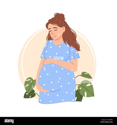 Beautiful Caucasian Pregnant Woman Portrait Stock Vector Image And Art