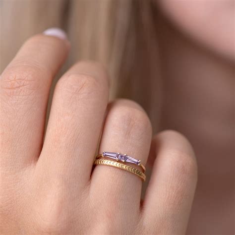 Lilac Needle Baguette Ring Artemer