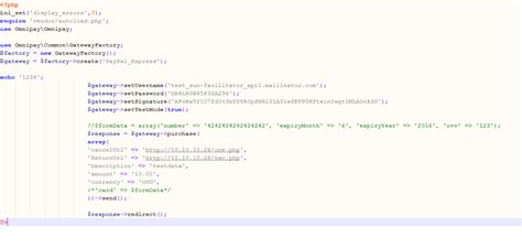 payment gateway paypal sandbox giving internal server error stack