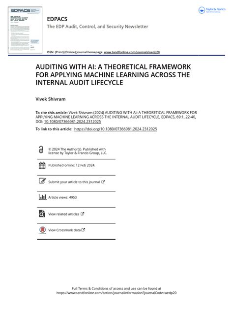 Auditing With Ai A Theoretical Framework For Applying Machine Learning Across The Internal Audit