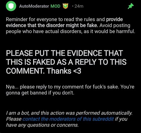 attention please make sure you reply to automod with evidence that the