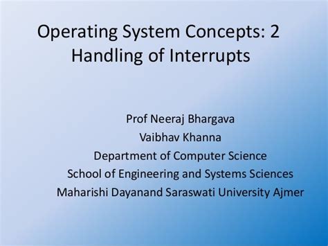 Os Concepts 2 Handling Of Interrupts