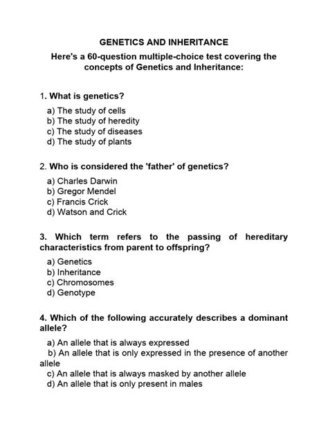 Genetics And Inheritance Pdf Dominance Genetics Zygosity