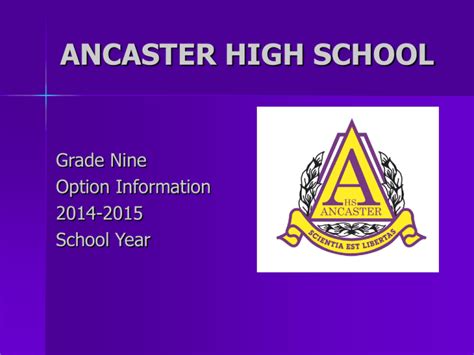 Ancaster High School Grade 9 Course Selection Guide 2014 2015