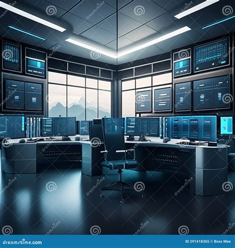 3d Rendering Of The Control Room Of A Modern Office Building