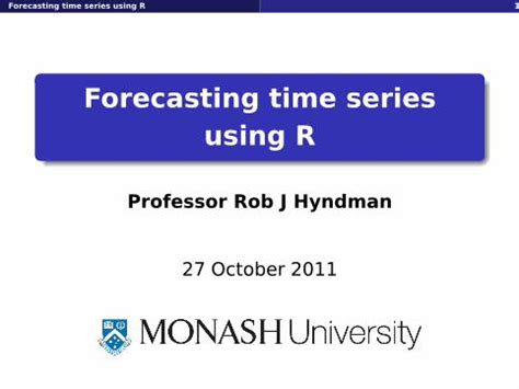 PDF Forecasting Time Series Using R Rob J Hyndman PDF FileForecasting Time Series Using R